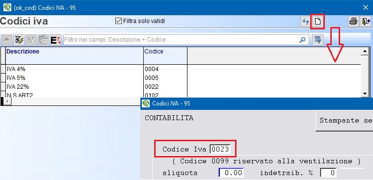 Configurazione Codice Iva