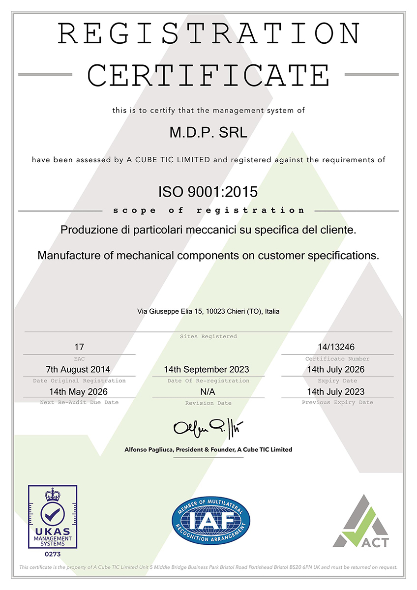 Lavorazione meccaniche di precisione, tornitura | Torino | Chieri |MDP